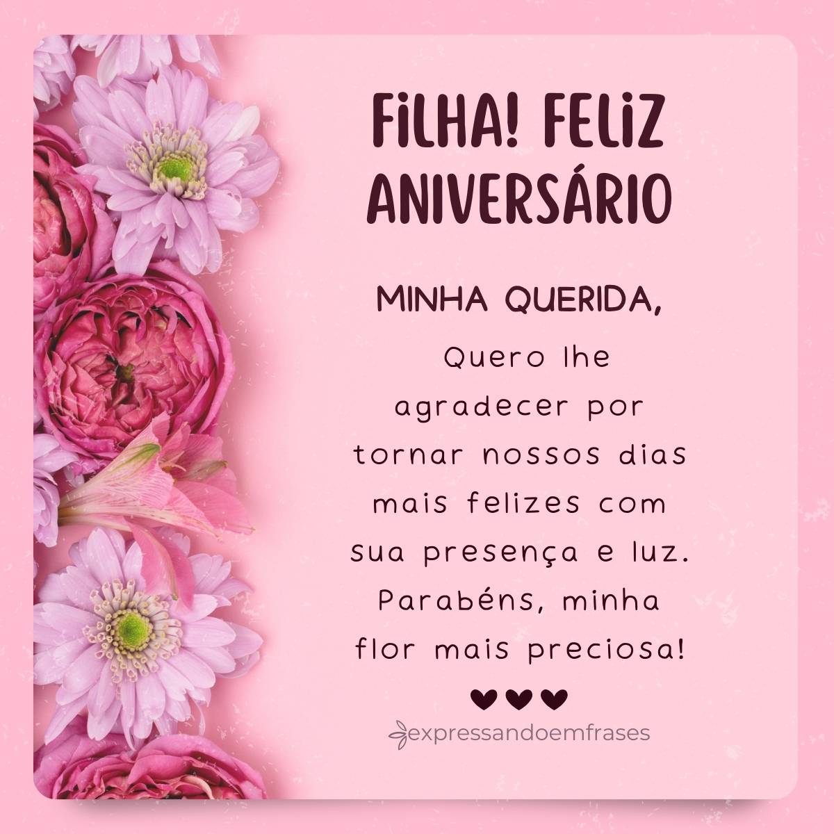 Frases: Feliz Aniversário Filha - expressandoemfrases.com.br